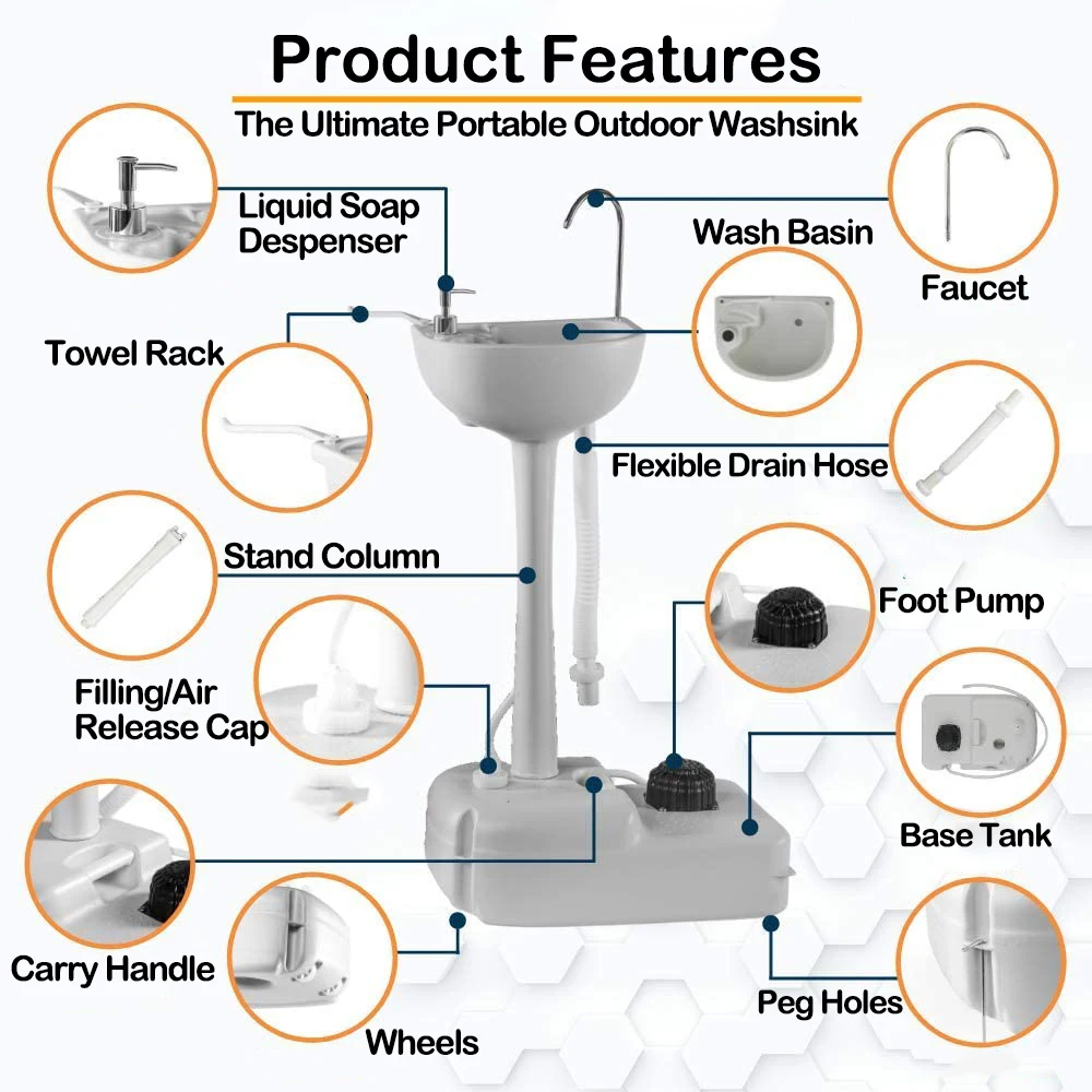 HDPE Plastic Portable Outdoor Foot Pumps - 19L Capacity