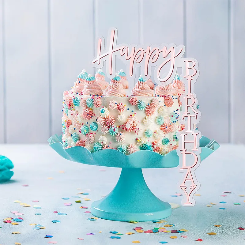 Acrylic Happy Birthday Decoration Right Angle Cake Head Vertical Cake ...