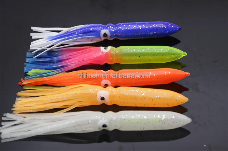 Trolling Bulb Squid Lure 4''-15'' | Soft Plastic Octopus Skirt Lure for ...