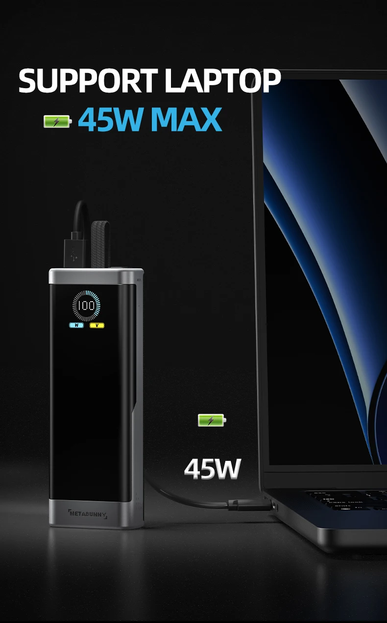 Black White Super Fast Charging Pd 65w Portable Phone Mobile Charger ...