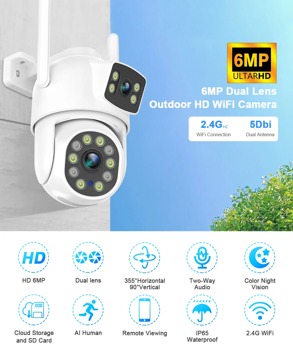 O-KAM Pro 6MP Dual Lens Wireless CCTV Security Cameras