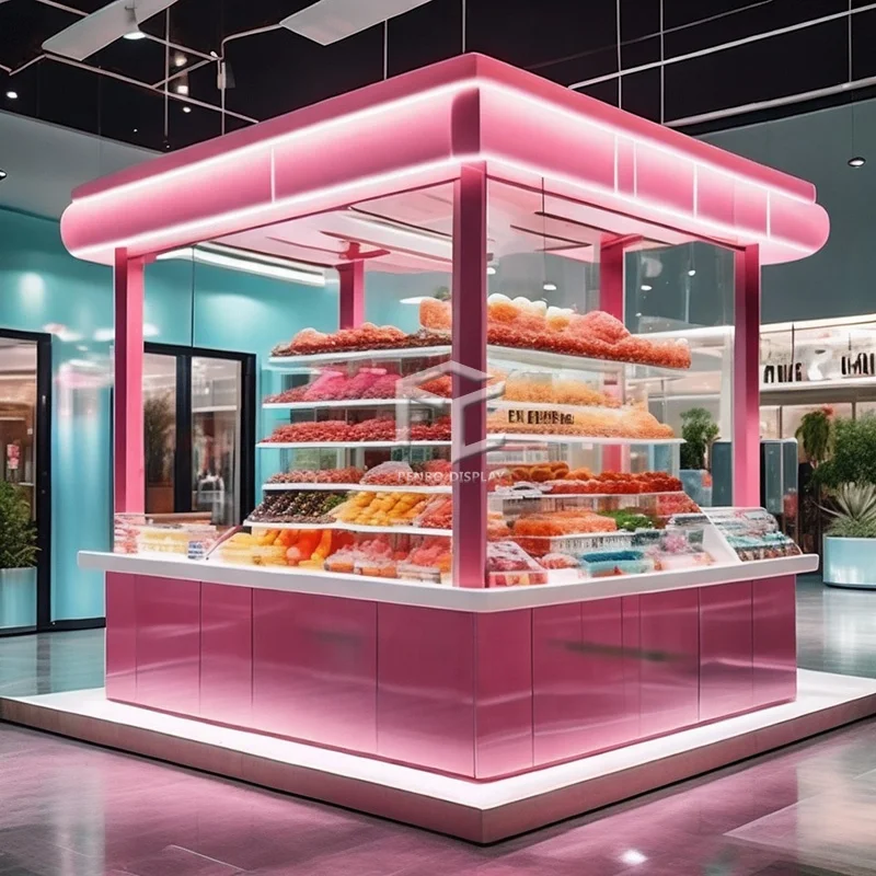 Wholesale Bespoke Retail Candy Kiosk Custom Mall Kiosk Sweets Colorful ...