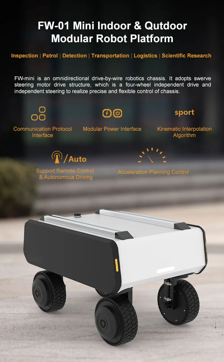 FW-01 Mini Wheeled Delivery Robot Platform Vehicle for Indoor & Outdoor Use