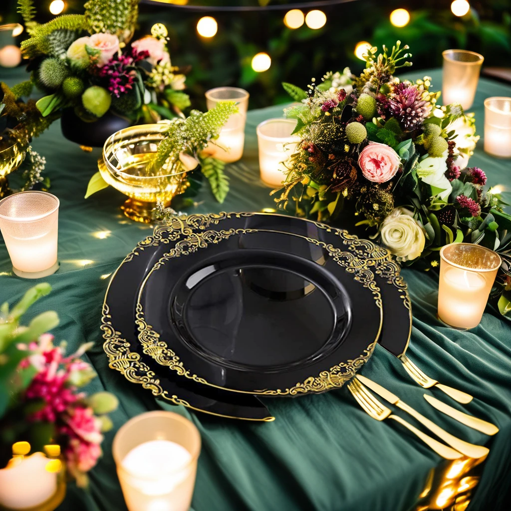 Arabic Dinnerware Clear and Gold Rim round Charger Plates Sustainable ...