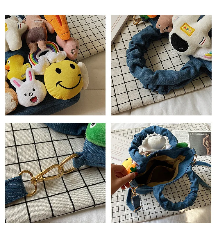 Splicing Adjustable Strap Color Block Oxo Cloth Pleated Carry Handle ...