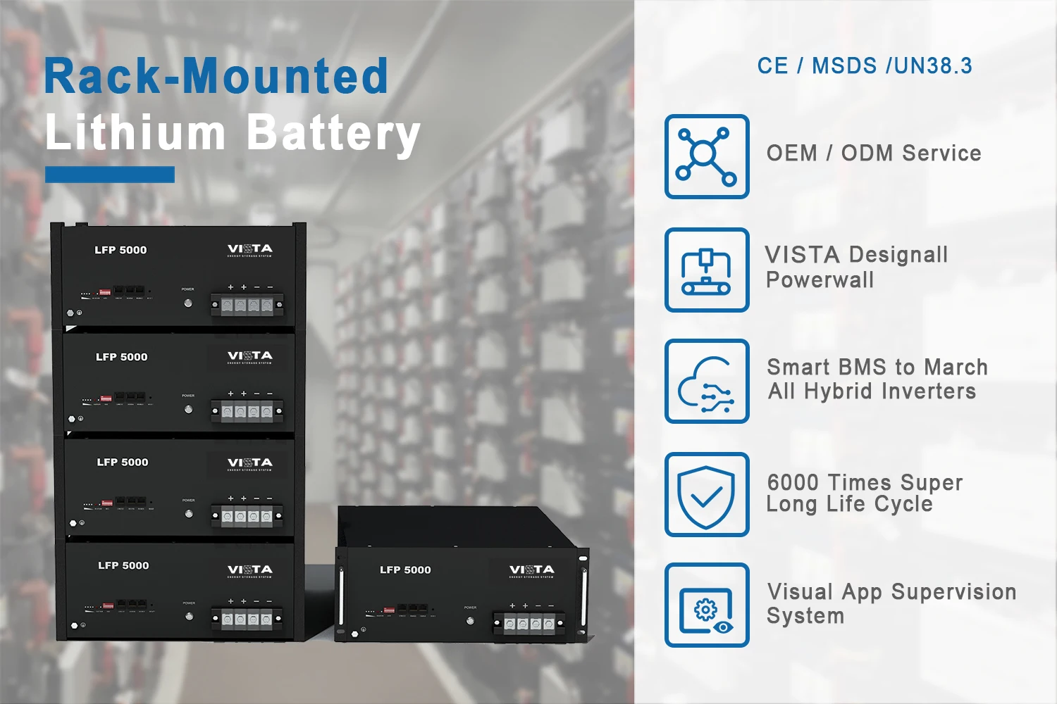 Rack Mounted Lfp Battery 10kwh For Power Wall Off Grid Hybrid - Buy ...