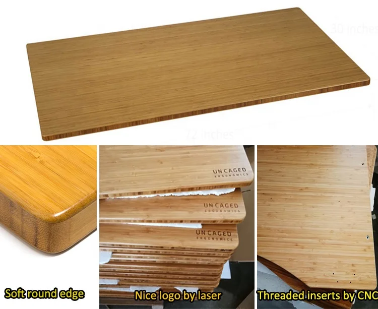 2024 Solid Bamboo Table Top for Standing Desks - Dark Color