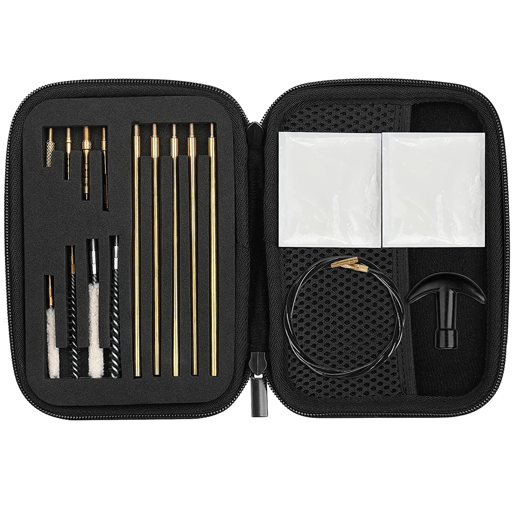 17-Piece Portable Gun Cleaning Kit .177 & .22 Cal Bore Cleaning Brushes ...