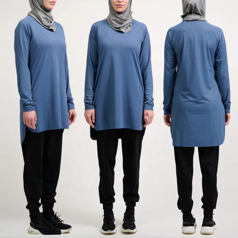 Fitness Wear Modest Abaya Long Sleeve T Shirt Activewear For Muslim Gym ...