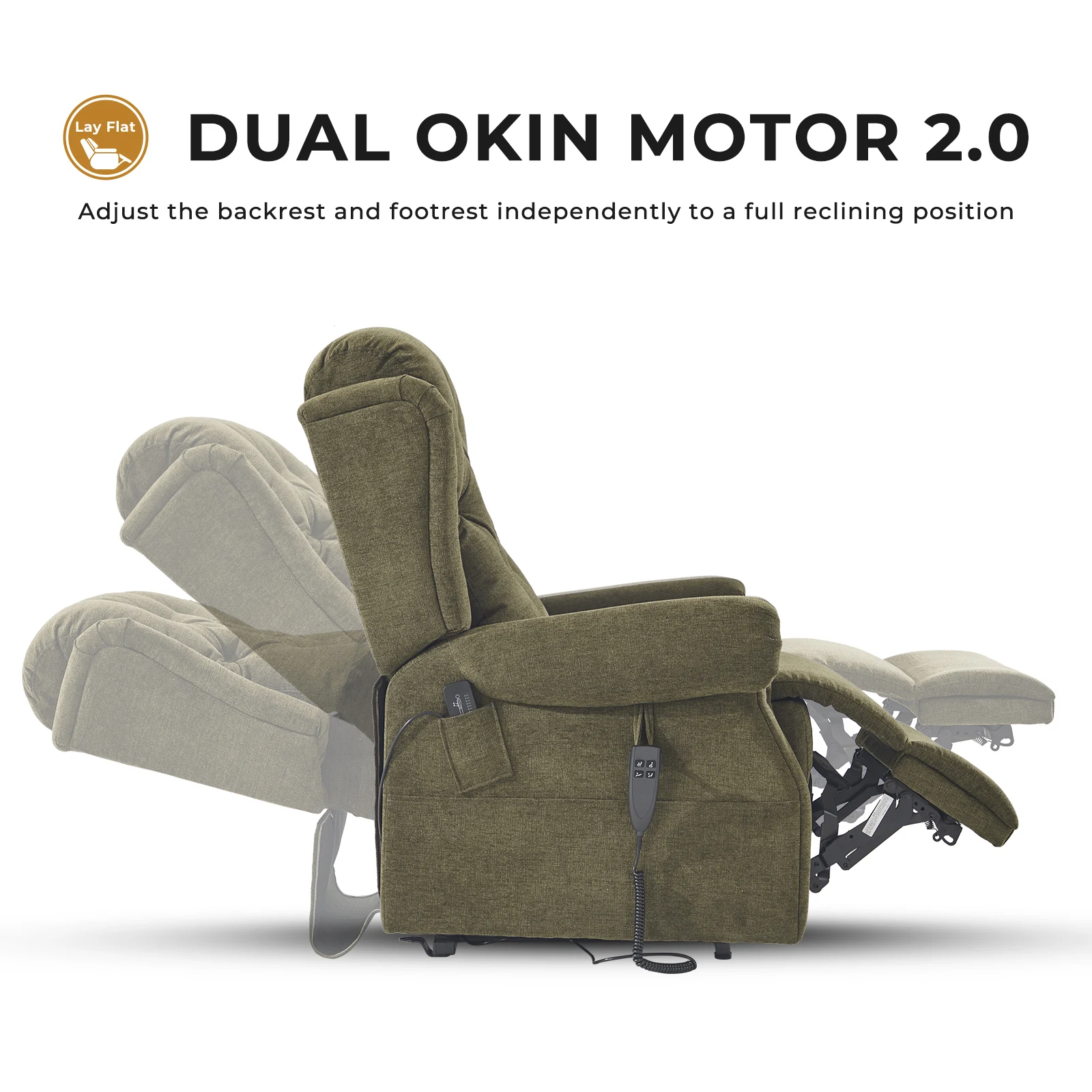 Dual Motor Best Quality Lay Flat Lift Chair Recliner Power Chair for ...
