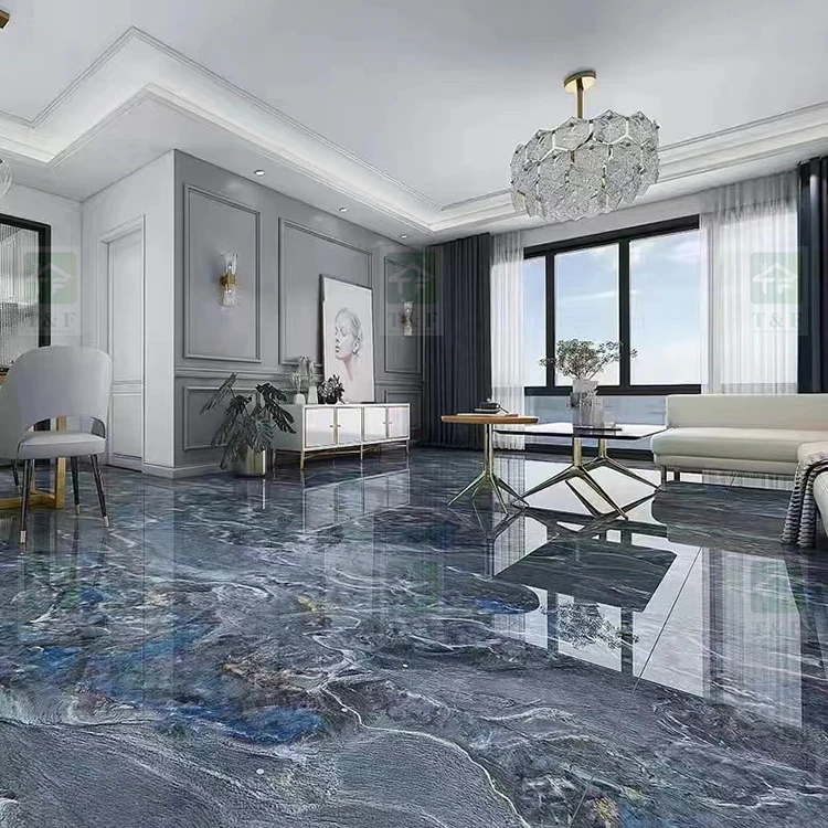 60x120 Full Body Blue Glossy Interior Apartment Tiles