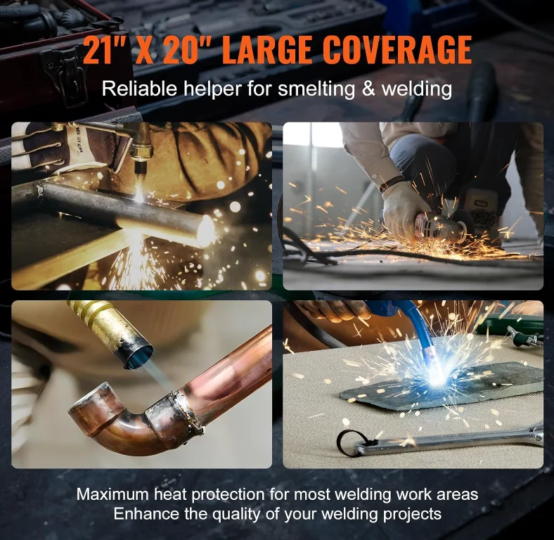 19.6x19.6in Fireproof Welding Blanket - High Temp 1800F Carbon Felt ...