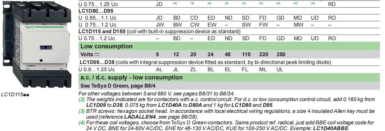 Tesys D Types Ac Contactor Lc1d09 Lc1d09 Lc1d12 Lc1d18 Lc1d25 Lc1d32 ...