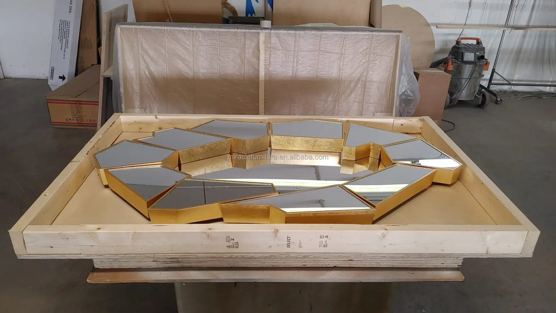 Modern Luxury Handmade Large Gold Crown Mirror Contemporary Glass Wall ...