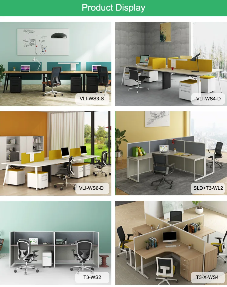 L Shape Industrial Office Table 4 Spaces Large Work Stations Modern ...