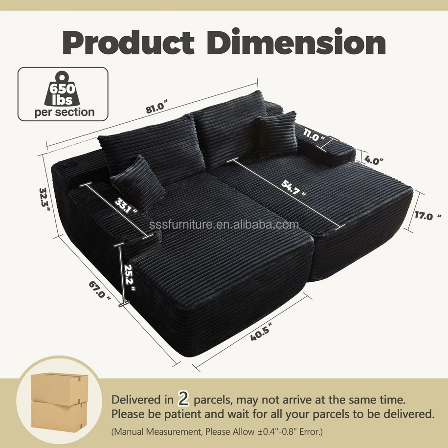81" Boneless Fabric Sofa Sleeper Couch - Fully-Padded, No Assembly ...