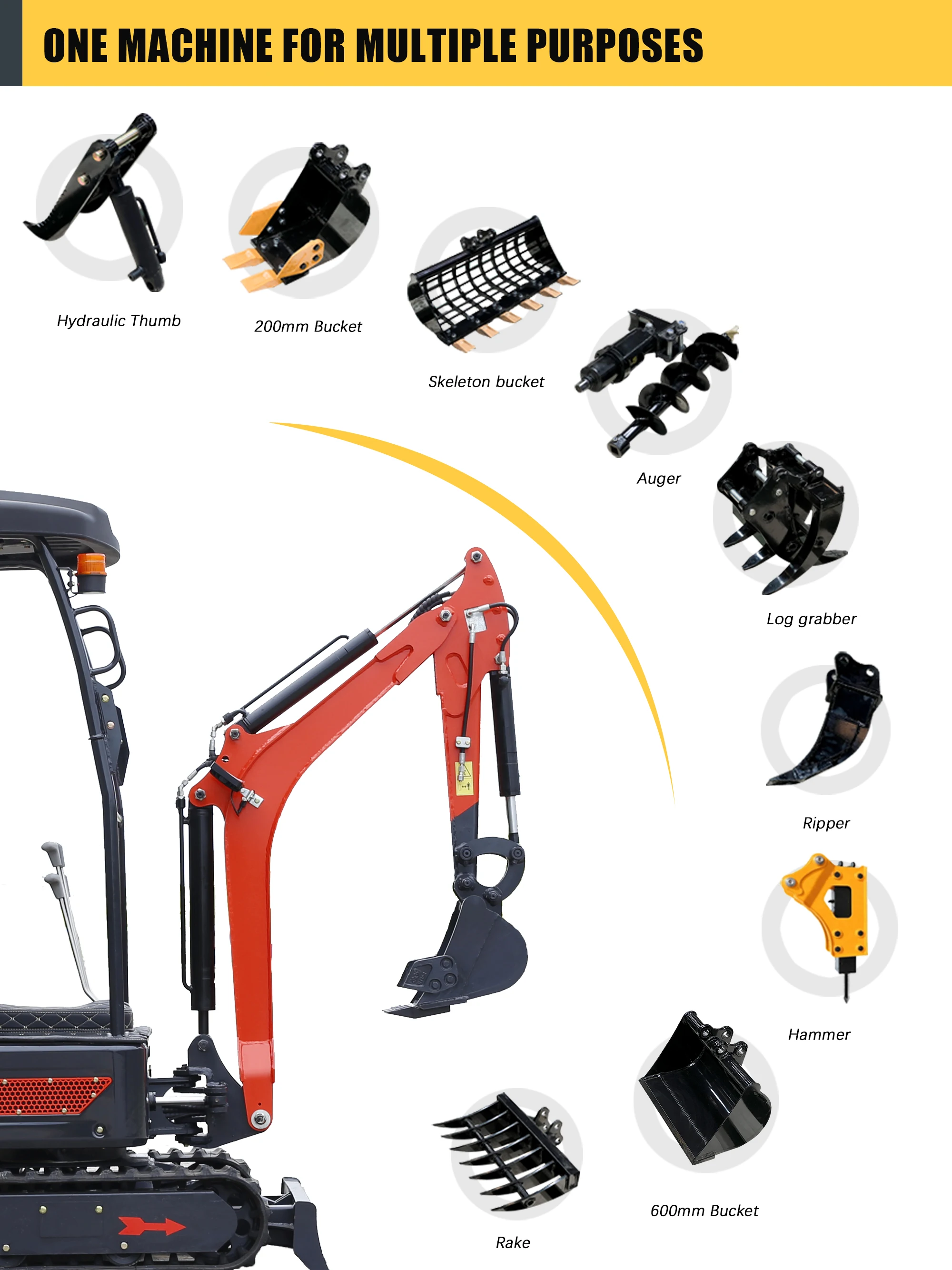 Excavator Manufacturer Hot Sale 800kg Miniexcavator Sale1ton 1.2ton 1 ...
