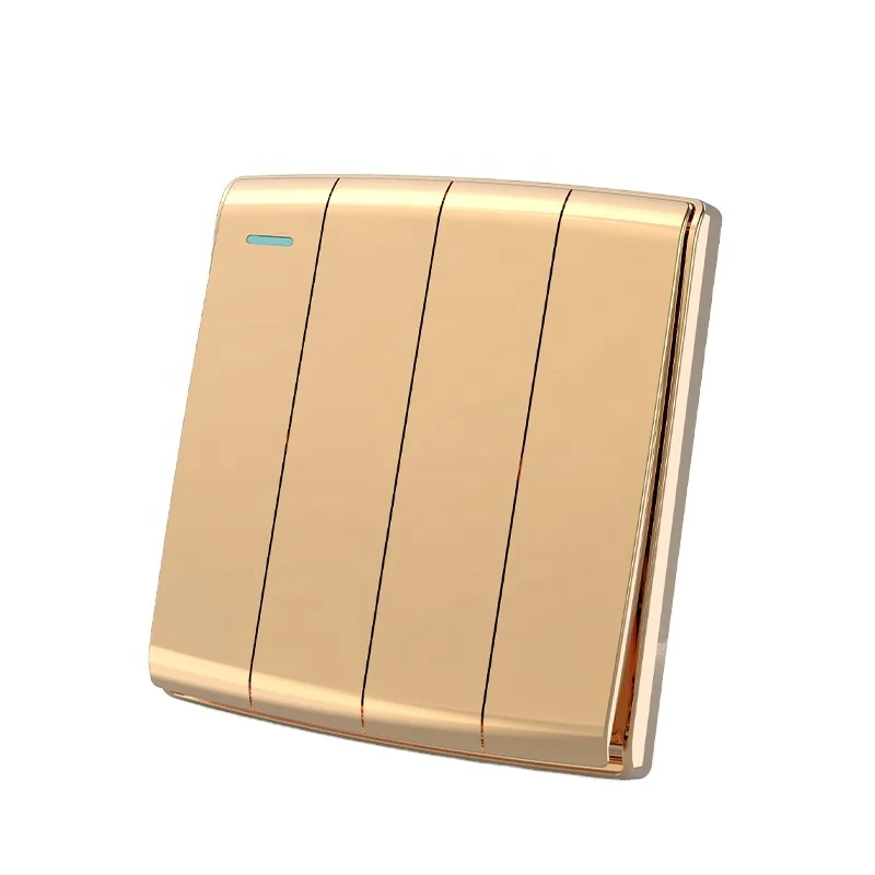 Sirode S2 Series British Standard Modern Gold Color Luxury 4 Gang 1 Way ...
