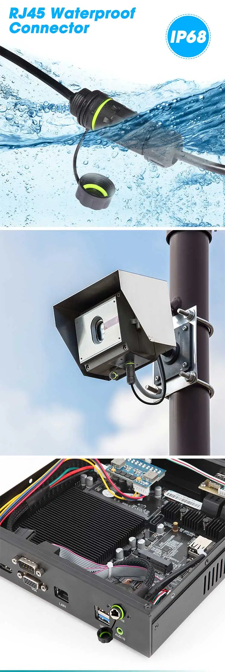 Ip68 Panel Mount Rj45 Female Connector Waterproof Rj45 Adapter With ...