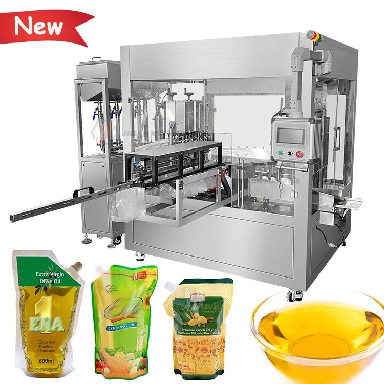 Automatic olive oil spout pouch packing machine mustard cooking oil ...