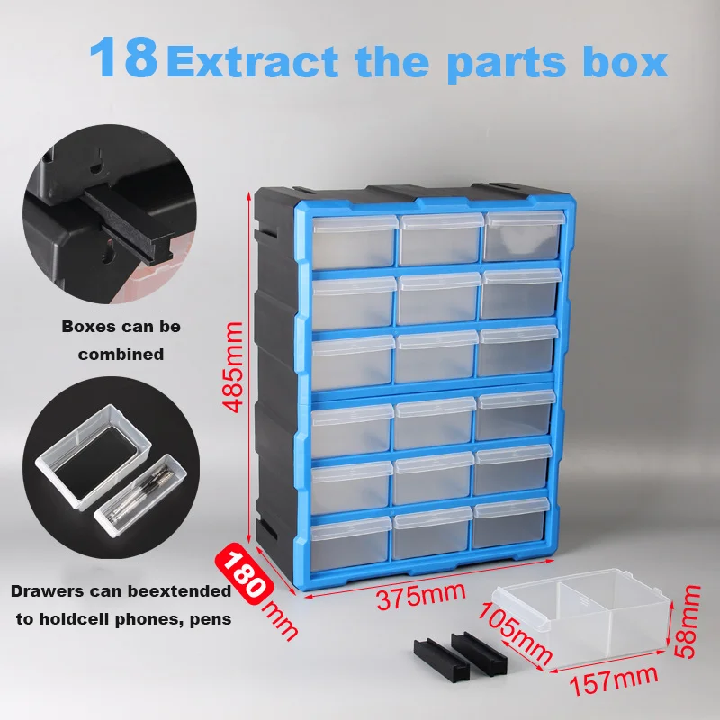 Storage Tool Box With Drawers Tool Case Parts Storage Box Plastic Tool ...