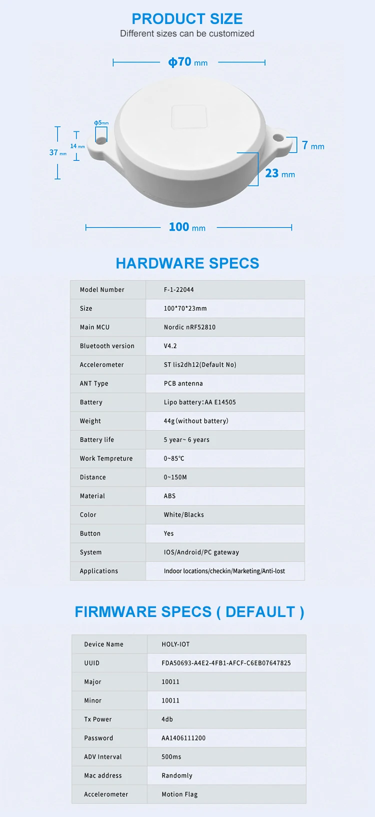 Holyiot 150m Ultra Long Range IP67 Waterproof Outdoor Bluetooth IBeacon ...