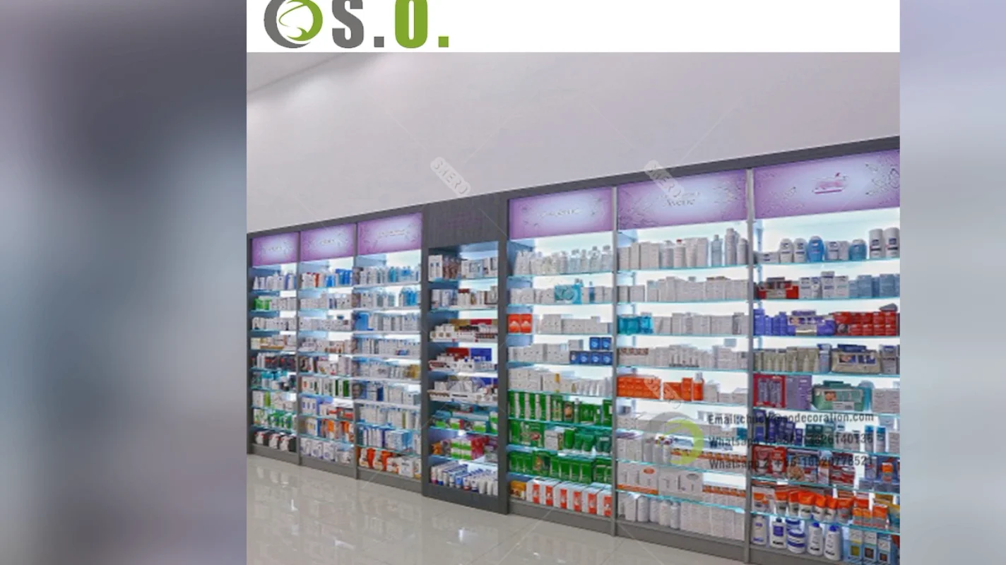 Adjustable Disassembled Pharmacy Gondola Shelving Retail Display Rack ...