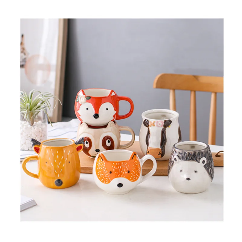 Custom Ceramic Cute 3d Animal Face Shaped Coffee Tea Mug - Buy Cat ...