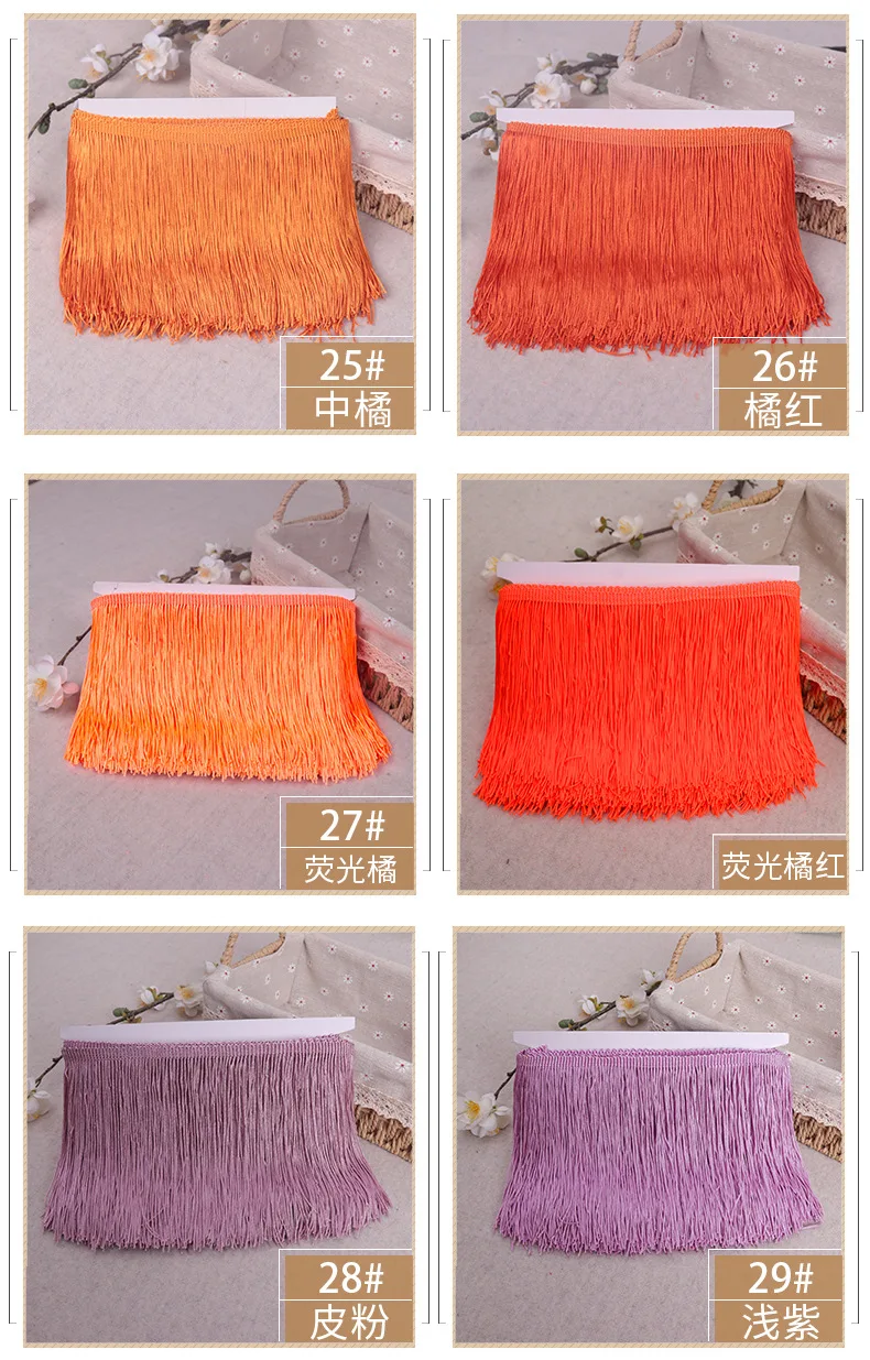 Colorful 4inch Wide Fringe Trim Lace Polyester Fibre Tassel For Clothes ...