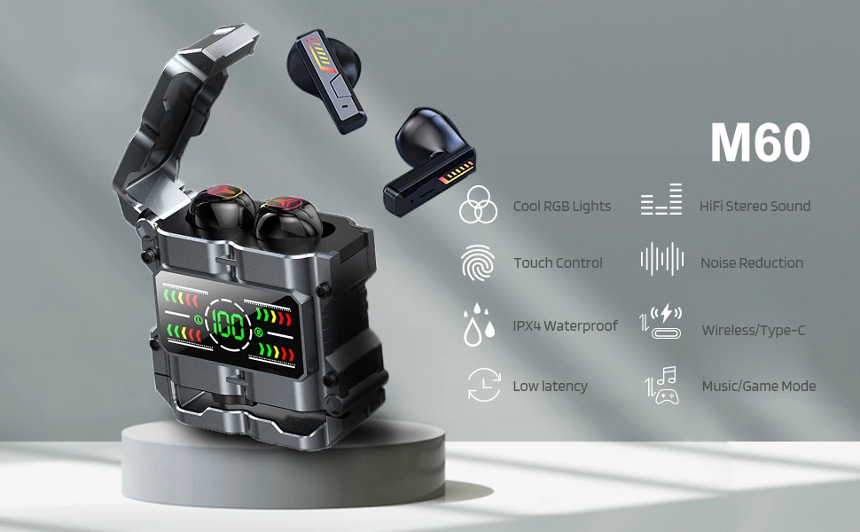 M60 TWS Wireless in-Ear Earphones - IPX4 Waterproof & ANC