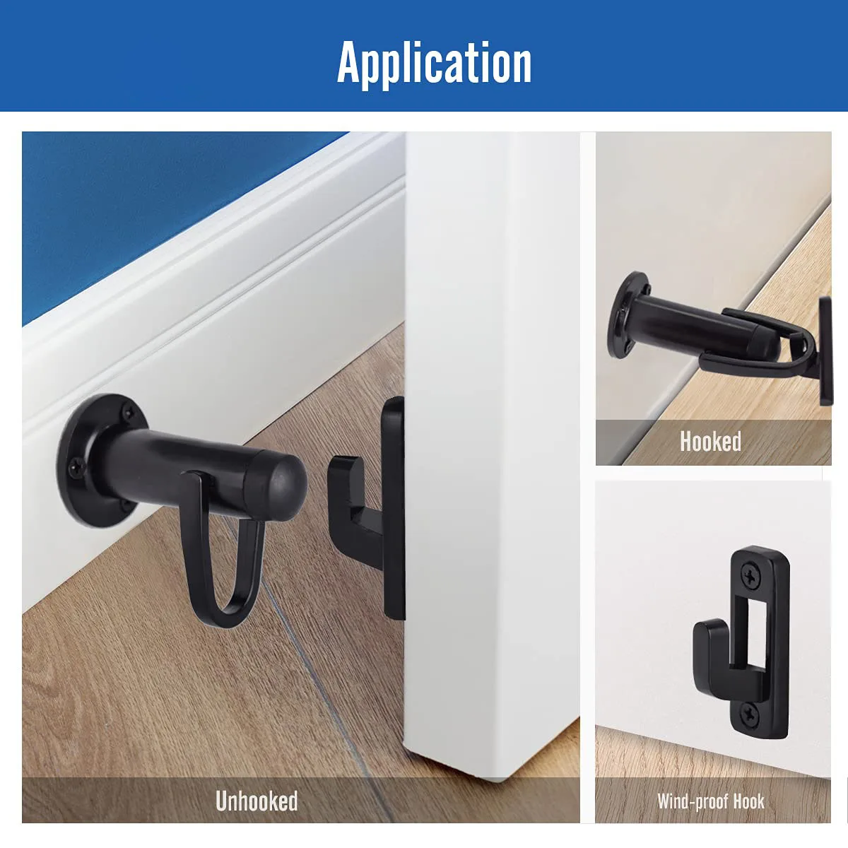 Wall Mounted Heavy Duty Black Latch Hook Stop With Sound Dampening ...