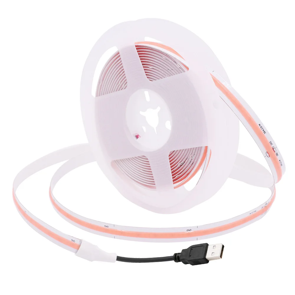 5v 유연한 라이트 스트립 8mm 와이드 Led 라인 라이트 디스플레이 Ra 90 고휘도 Usb Led Cob 스트립 라이트 ...