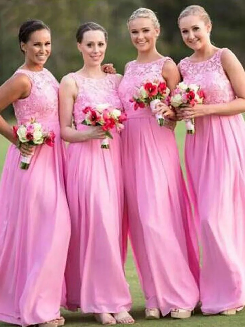 Black And Light Pink Bridesmaid Dresses
