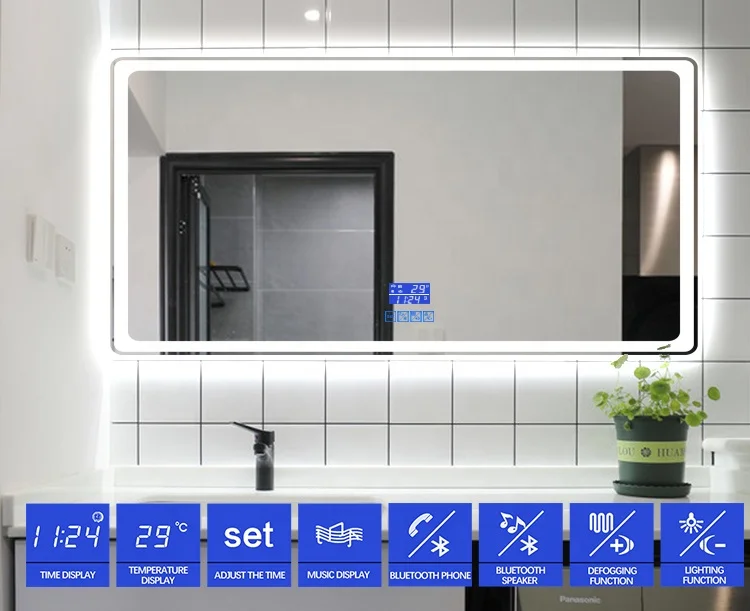 Anti-fog Illuminated Smart Led Mirror Frameless Bathroom Lighting ...