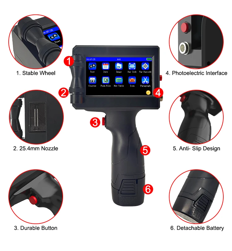 Light Weight 25.4mm Portable Handheld Mini Color Inkjet Printers