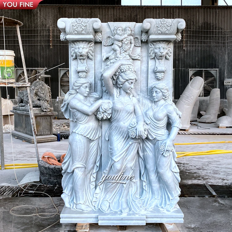 Wall Decor Greek Lady Statue White Marble Three Graces Relief