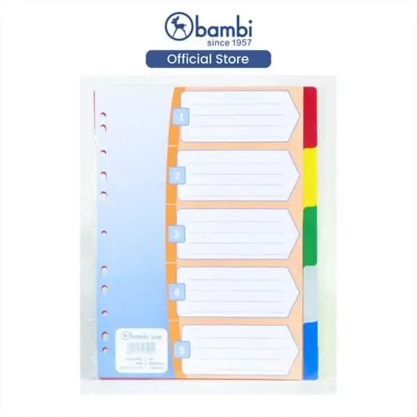 Bambi A4 Multi-Colour Divider 5 Sections for Office and School Use ...
