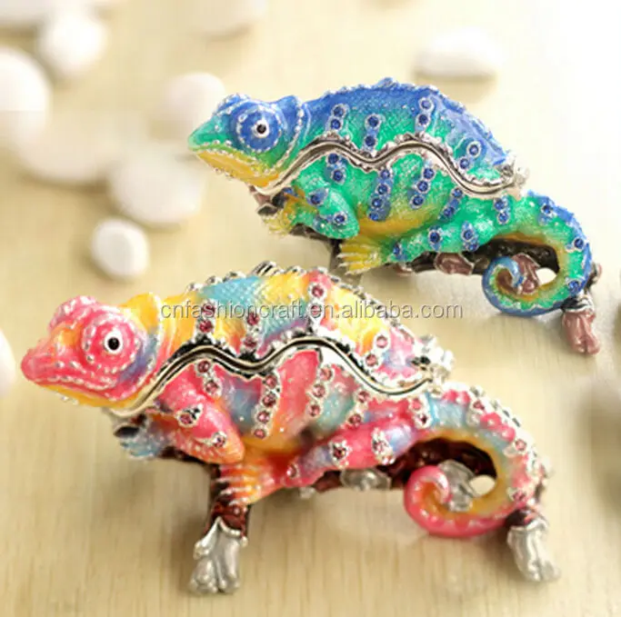 Metal Chameleon Hinged Trinket Box For Promotional Gifts - Buy Hinged ...