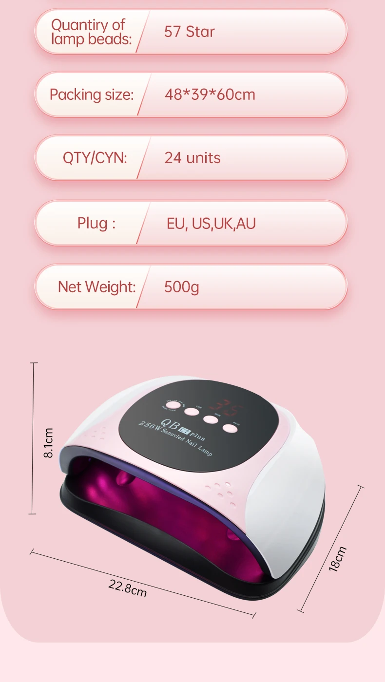 Qb C7 Plus 256w 57 Pcs Led Light Uv Led Lamp Nails Dryer Manicure Table Professional Uv Gel Nail ...