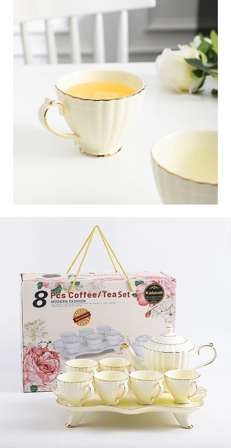 Arabic Ceramic Golden Tea Set Afternoon Porcelain Tea Cup Gold Line ...