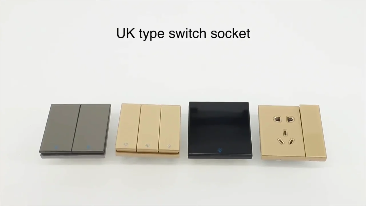 Uk 4gang 1way Switch Power Outlet Glass Plate Push Button Panel With ...