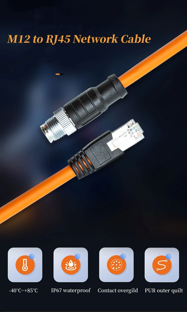 Original M12 To Rj45 Cable Cat7 Ten Gigabit High Flexible Drag Chain 4 ...