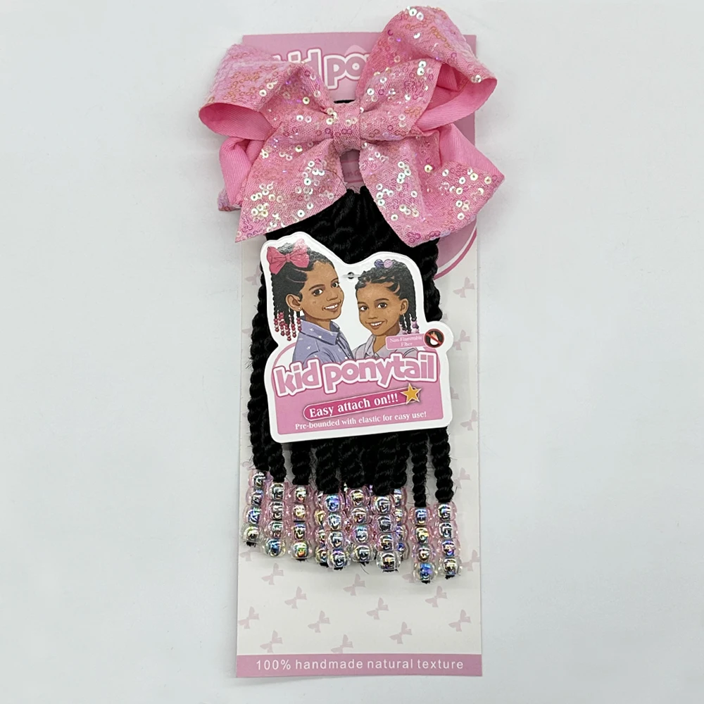 Luxury Kids Beaded Ponytail - Shine Bow Glitter Hair Braid
