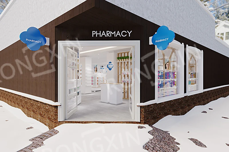 Modern Medical Store Display Counter Design for Health Care