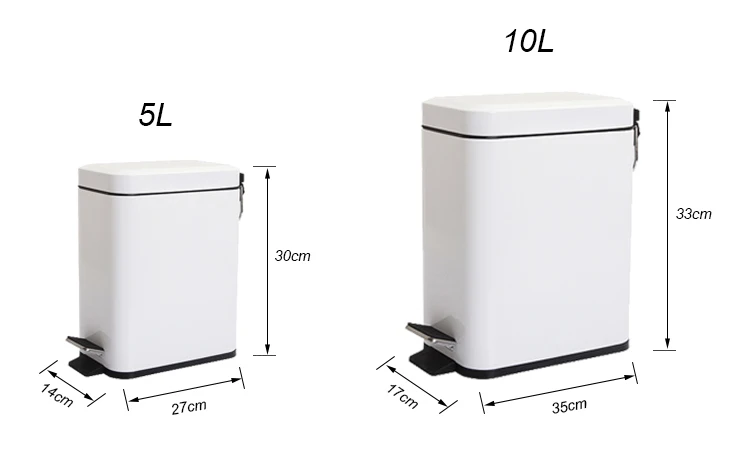BX Customize Color 5L Rectangular Dustbin Stainless Steel
