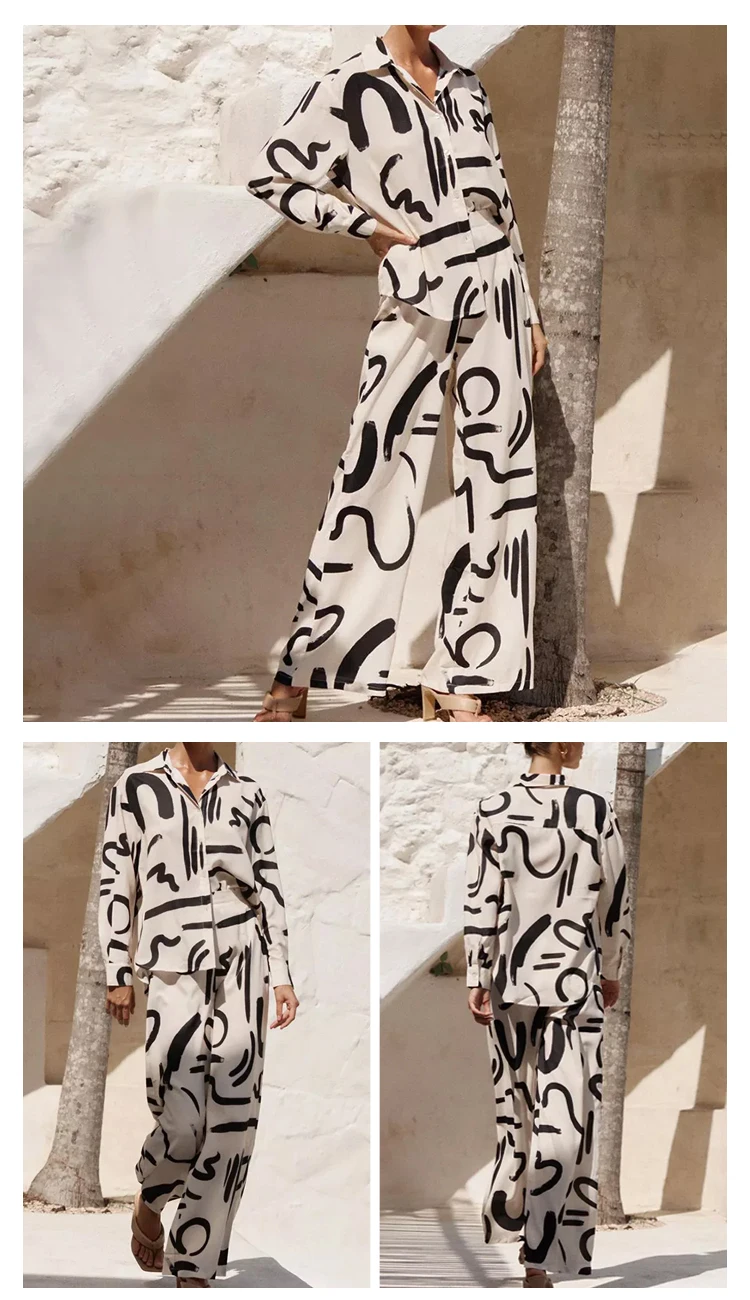 Custom Print Two Piece Set Women Clothing Crop Top Pant Set Irregular ...