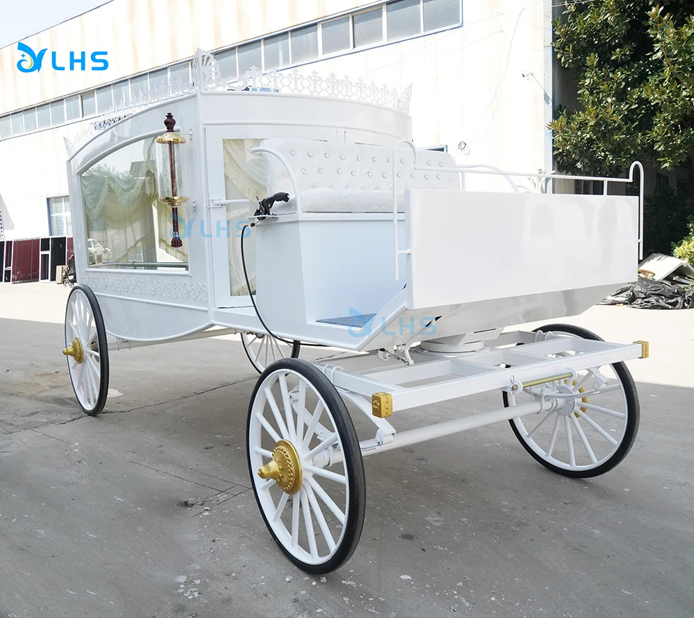 New Modern Design Coffin Horse Cart Pure White Horse Hearse Buggy ...