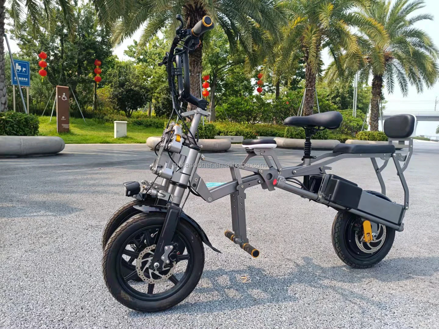 14inch Electric Tricycle 500w 48v Dual Battery Folding Bike 3 Wheel ...