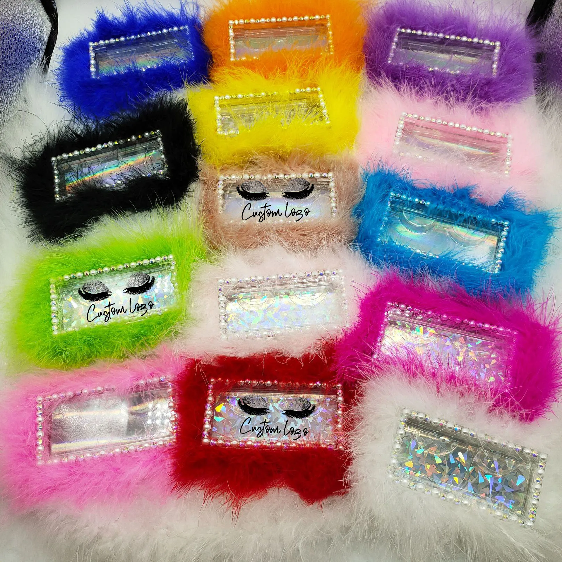 Empty Lash Box Full Strip Eyelash Box Private Label Lashes Case Diamond ...