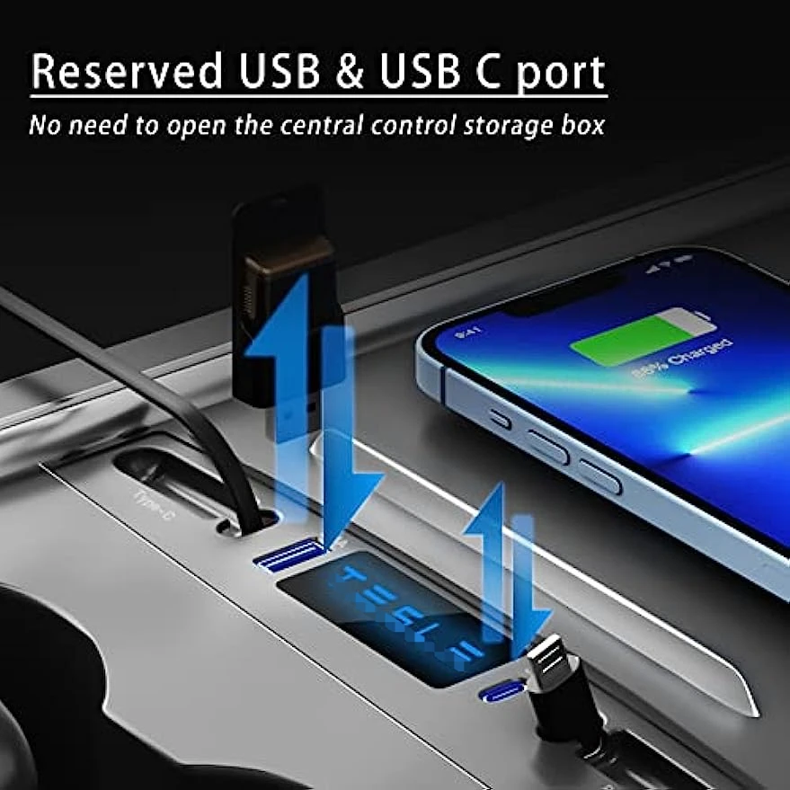 Fast Charge With Cable Adapter For Tesla Usb Hub Model 3/y Docking ...